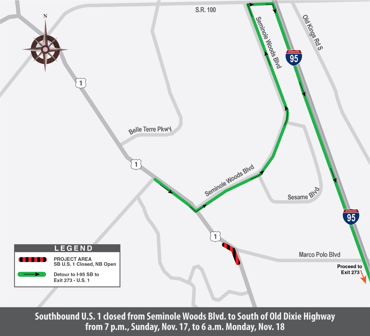 New Traffic Pattern for Northbound and Southbound U.S. 1