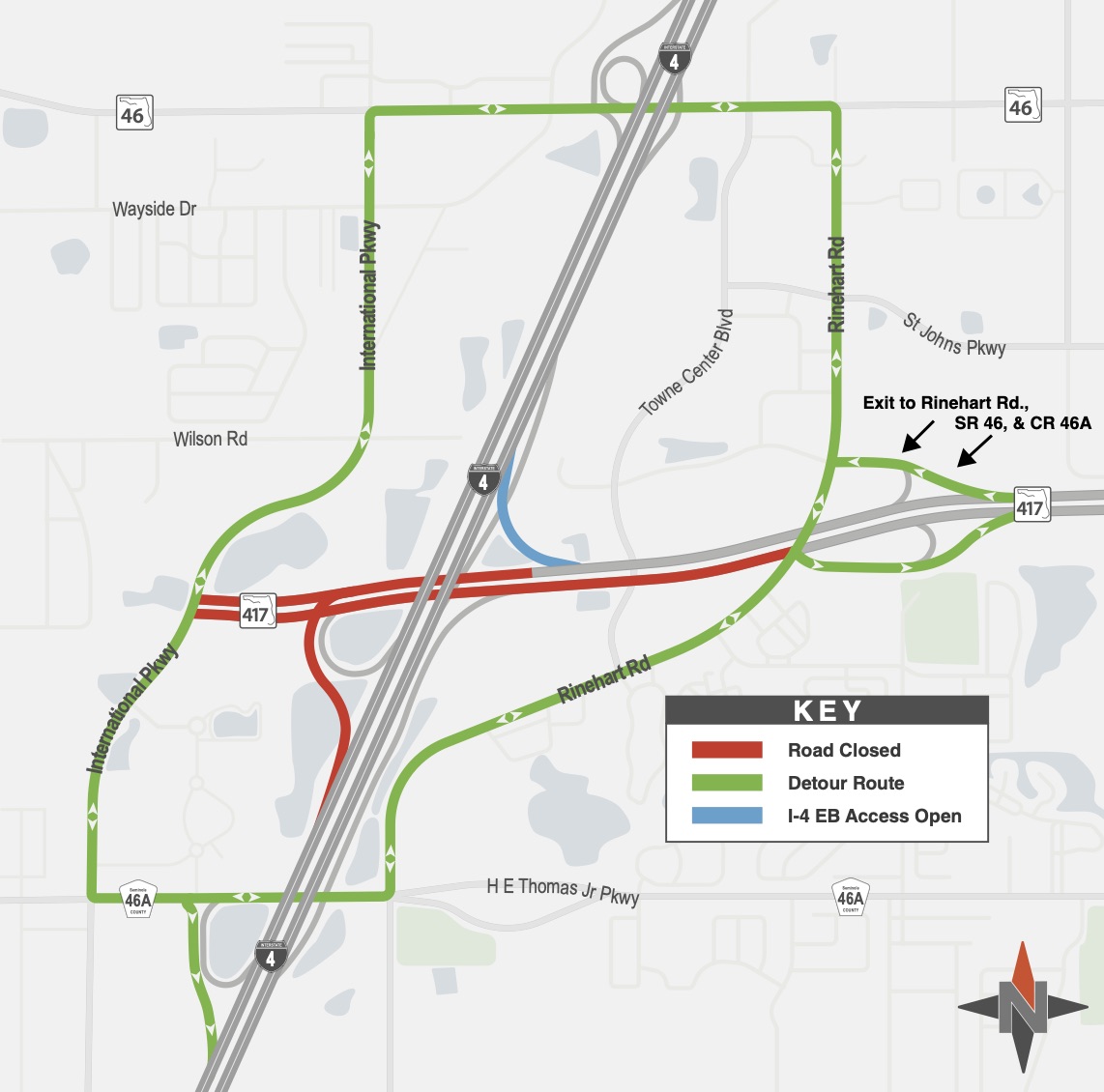 S.R. 417 Nighttime Detours Scheduled at I-4 and International Parkway