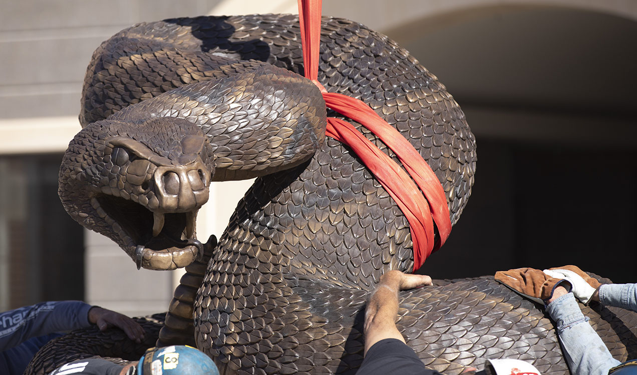 Forty-two-foot Bronze Rattler Installed In Front of FAMU’s CASS Building